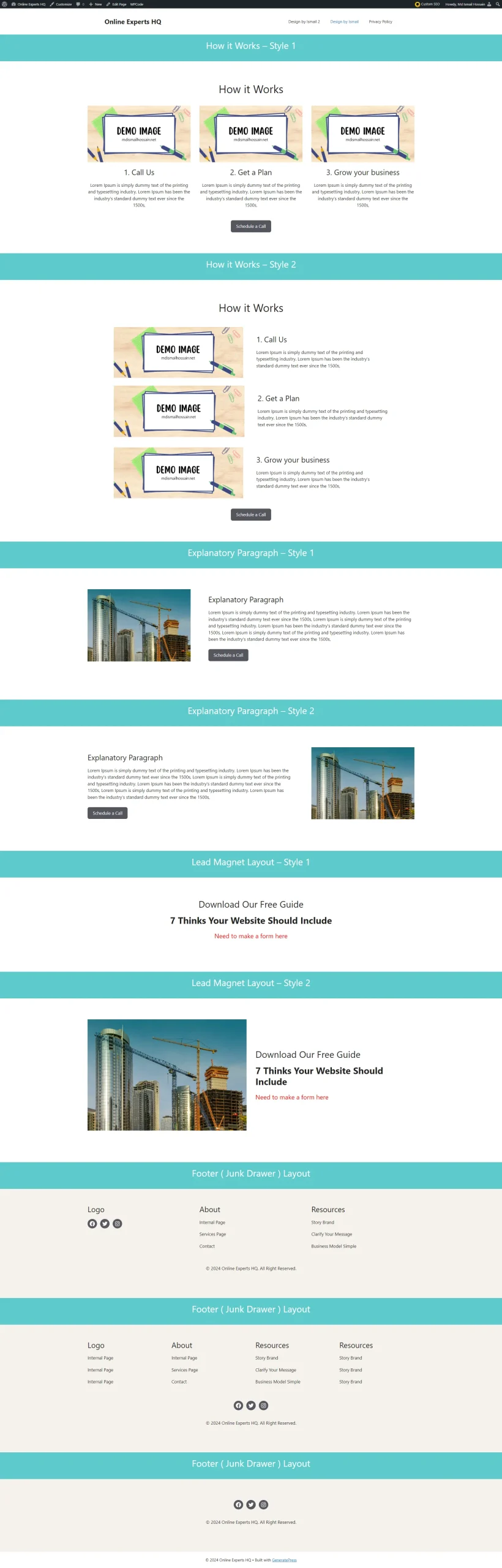 Wireframe to WordPress Website Template - Md Ismail Hossain
